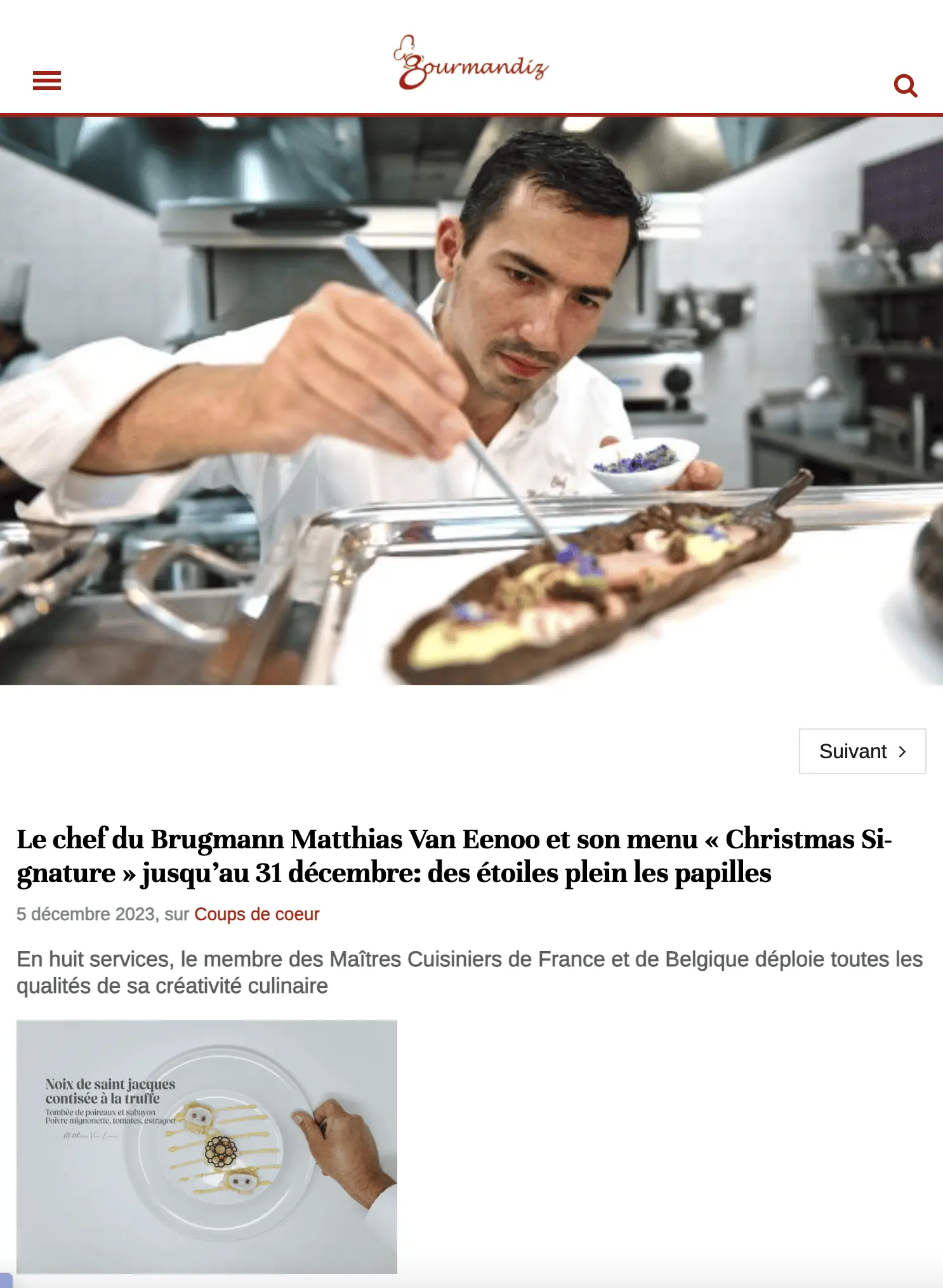 Le menu "Chrtistmas Signature" dans Gourmandiz - Brugmann